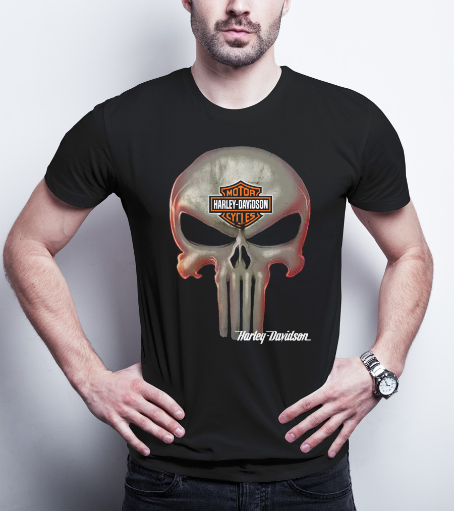 Punisher Skull Harley Davidson Motorcycles T-Shirt