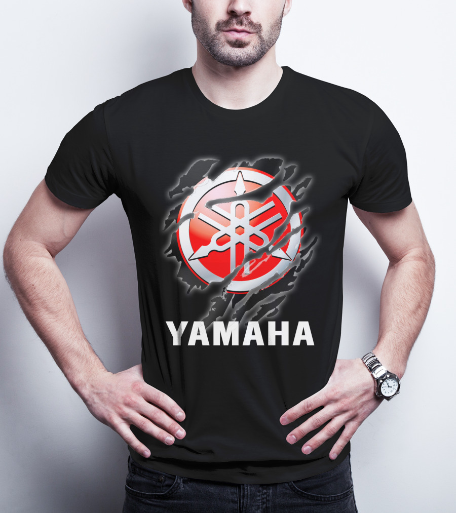 Yamaha Red And White Logo With Claw Marks T-Shirt