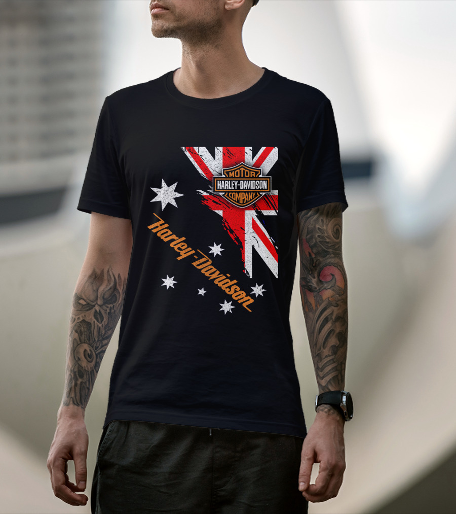 Harley Davidson Motor Company Australia Union Jack Stars T-Shirt
