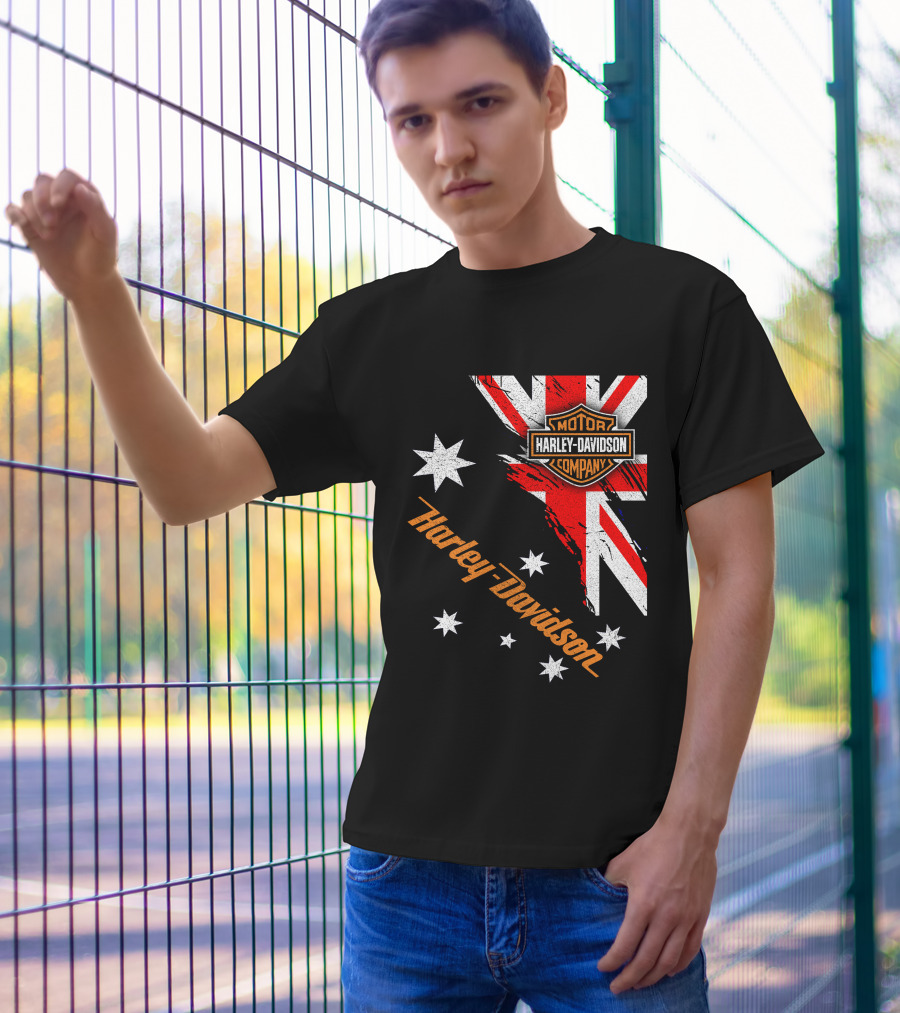 Harley Davidson Motor Company Australia Union Jack Stars T-Shirt