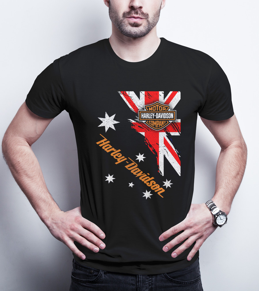 Harley Davidson Motor Company Australia Union Jack Stars T-Shirt