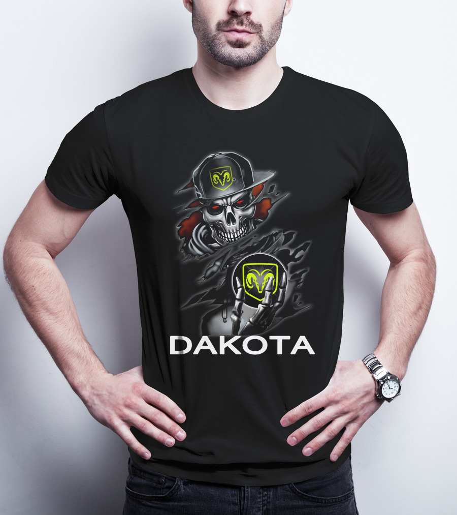 Dakota Skull With Ram Logo Cap And Rip Effect T-Shirt