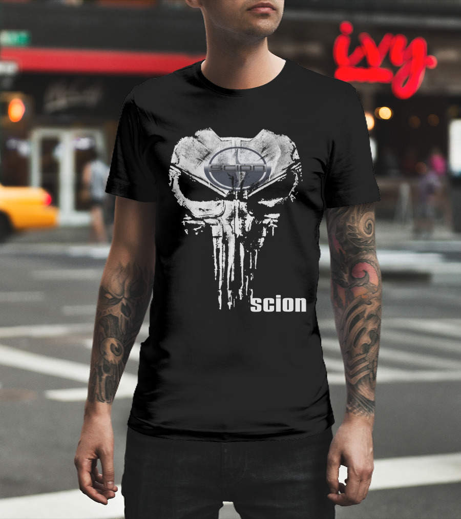 Scion Logo With Punisher Skull T-Shirt