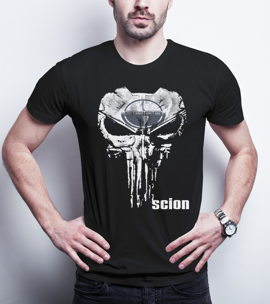 Scion Logo With Punisher Skull T-Shirt