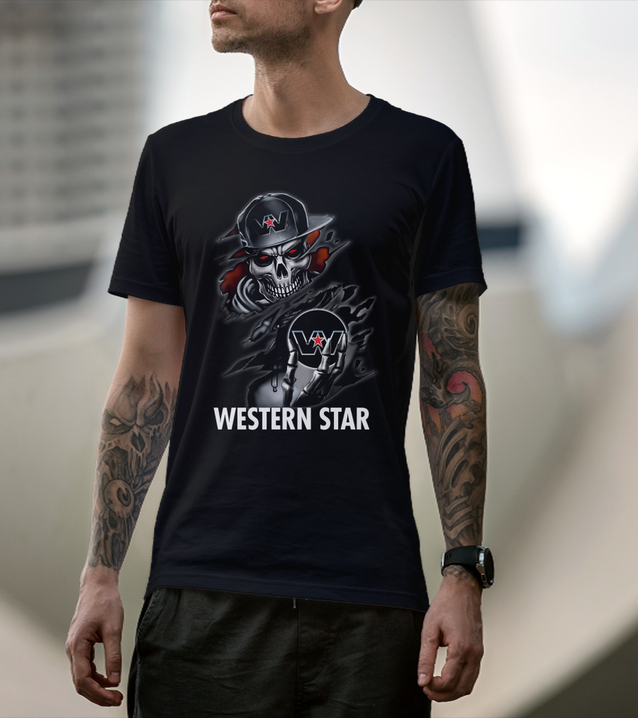Western Star Skeleton With Hat And Logo T-Shirt