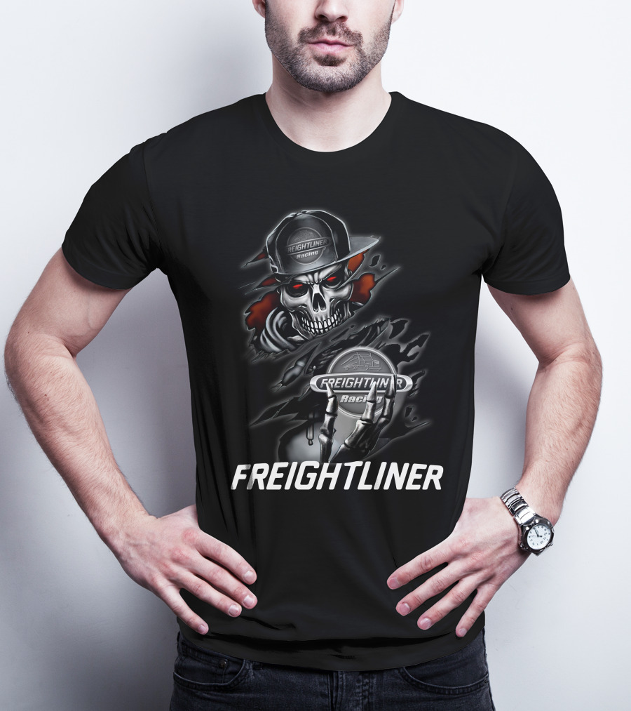 Freightliner Racing Skull Hands Rattling T-Shirt