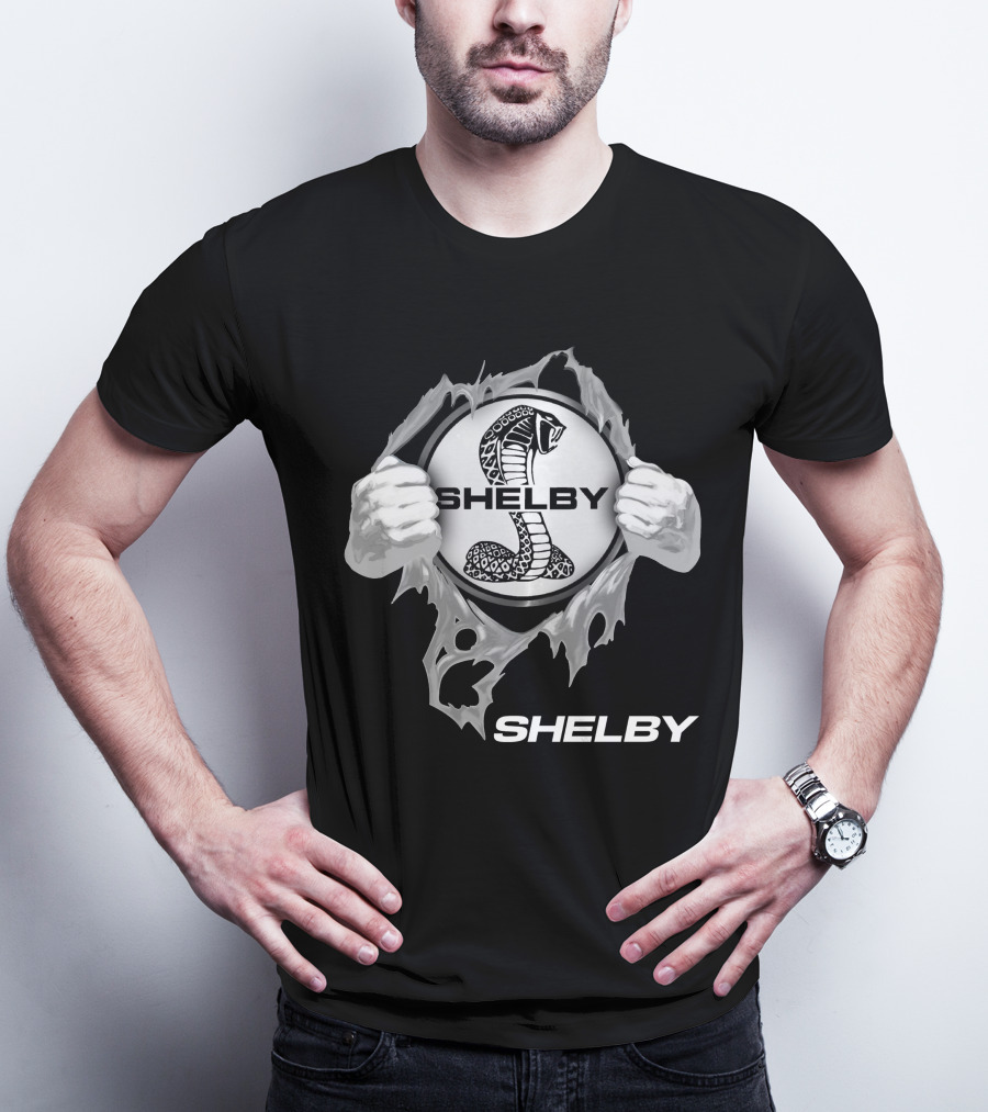 Shelby Cobra Logo With Ripped Effect And Hands T-Shirt