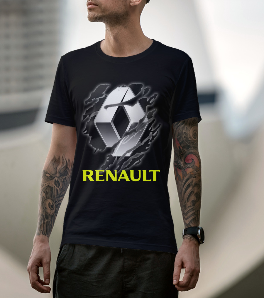 Renault Logo In Dynamic Claw Effect With Dark T-Shirt