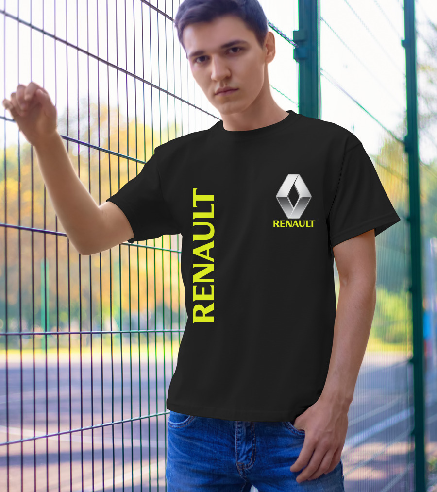 Renault Silver Diamond Logo Black T-Shirt