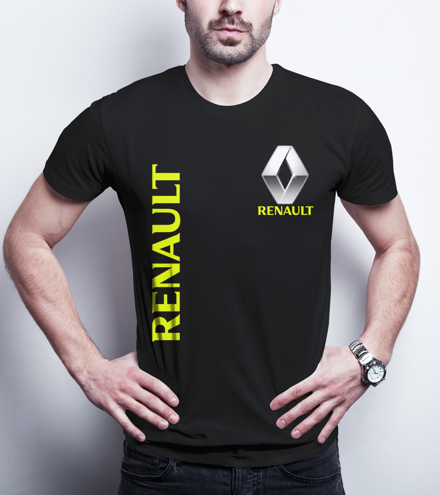 Renault Silver Diamond Logo Black T-Shirt