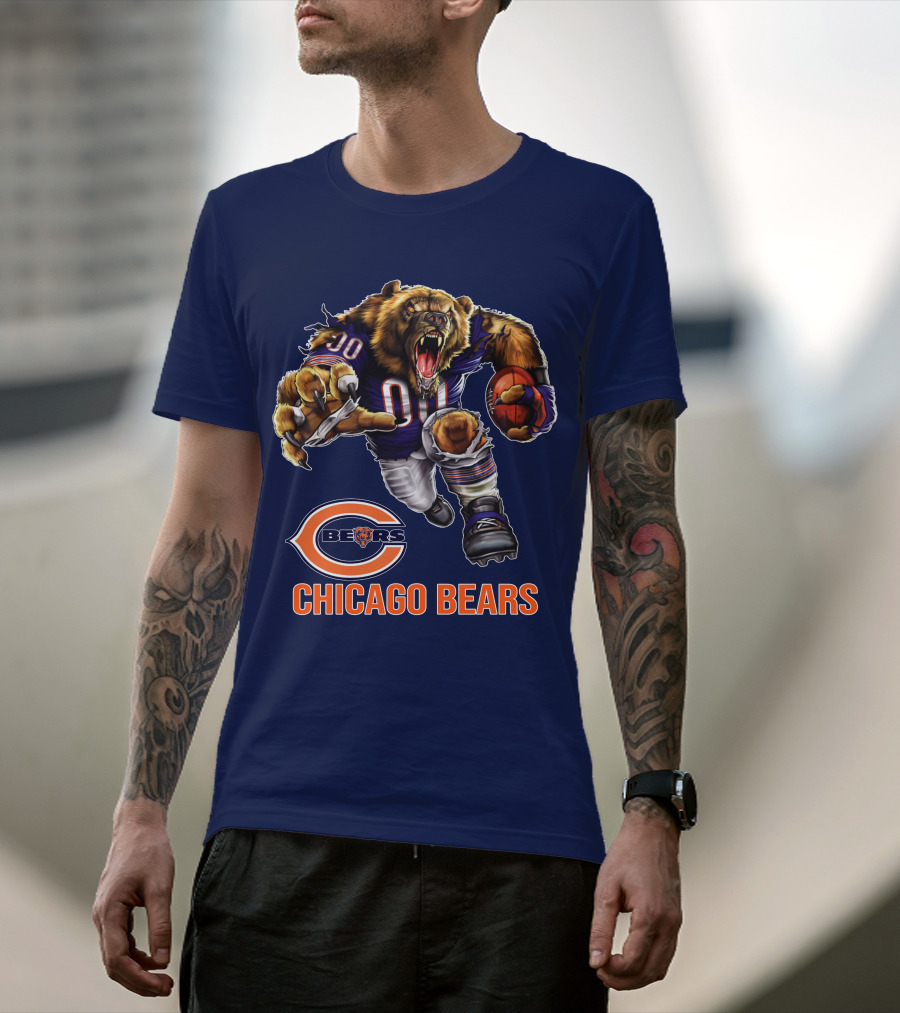 Chicago Bears 00 Roaring Football Beast T-Shirt