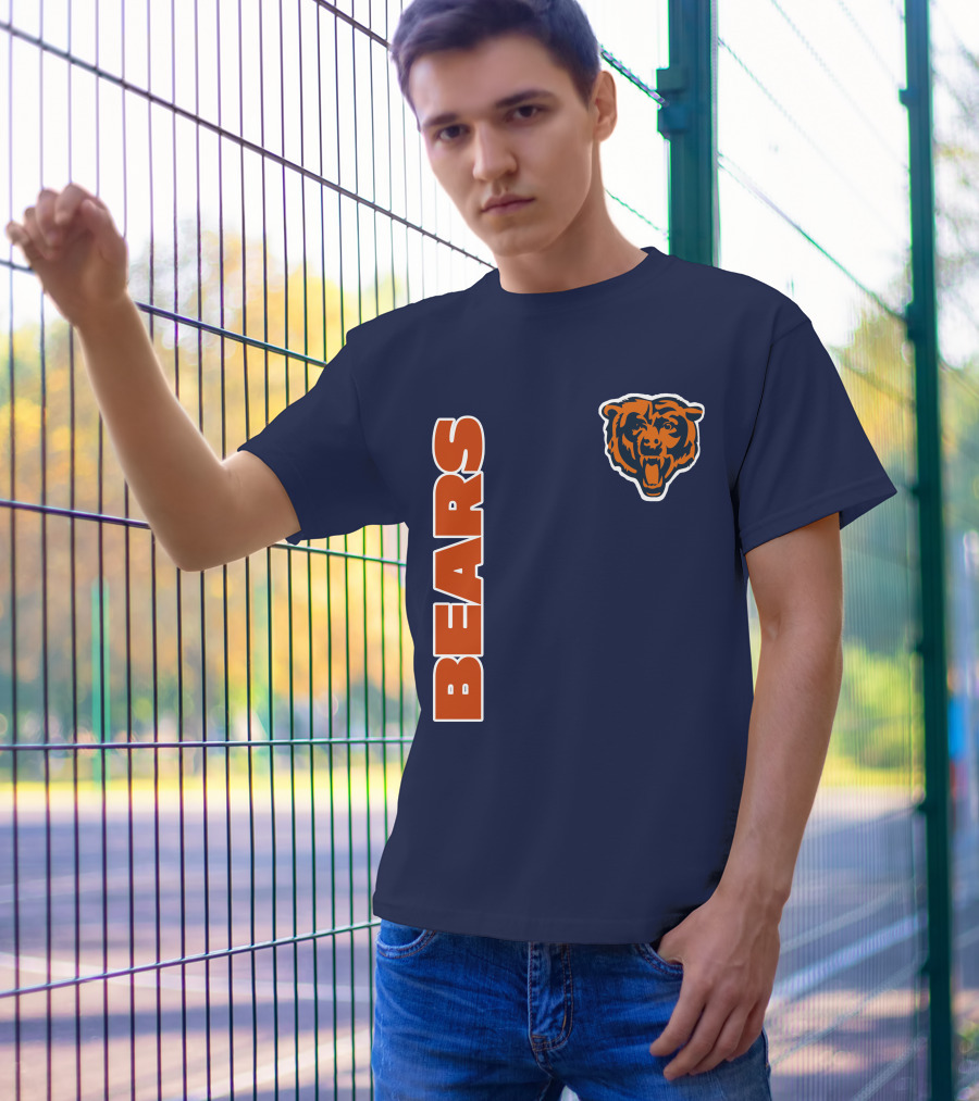 Bears Logo Navy Orange Classic Style T-Shirt