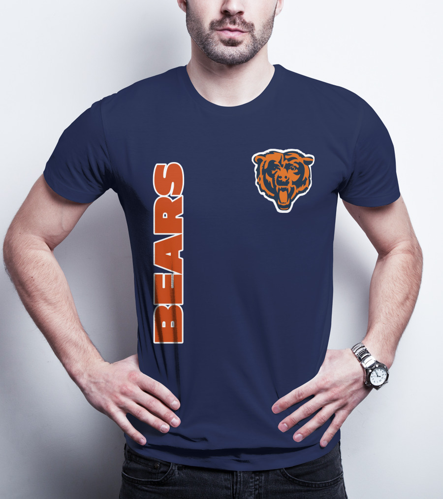 Bears Logo Navy Orange Classic Style T-Shirt
