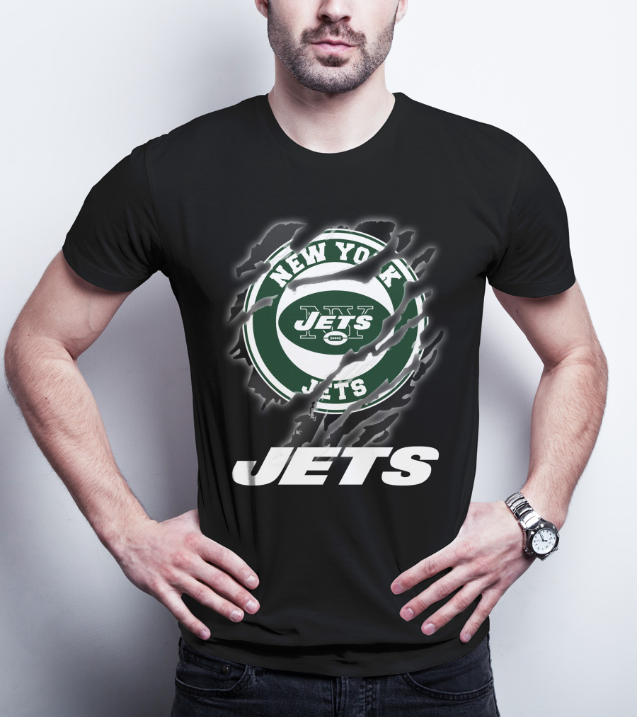 New York Jets Football Logo Claw Marks T-Shirt