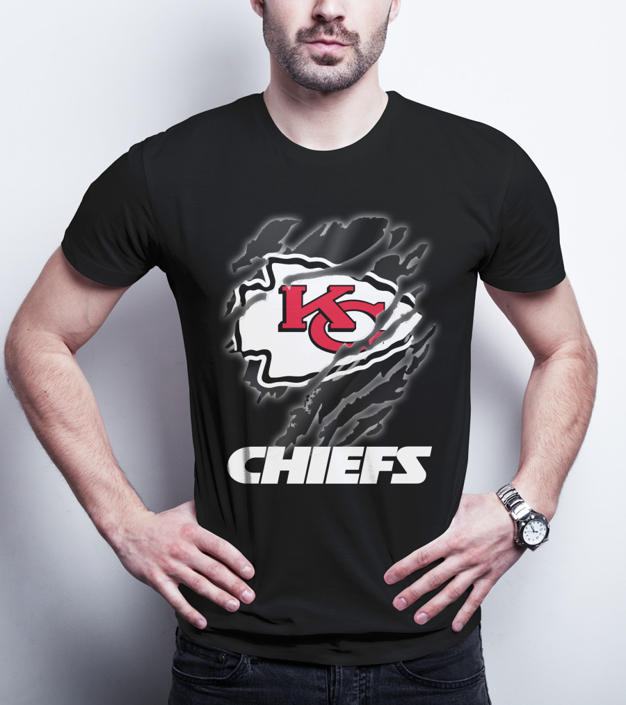 Chiefs Kc Red Emblem With Claw Marks T-Shirt