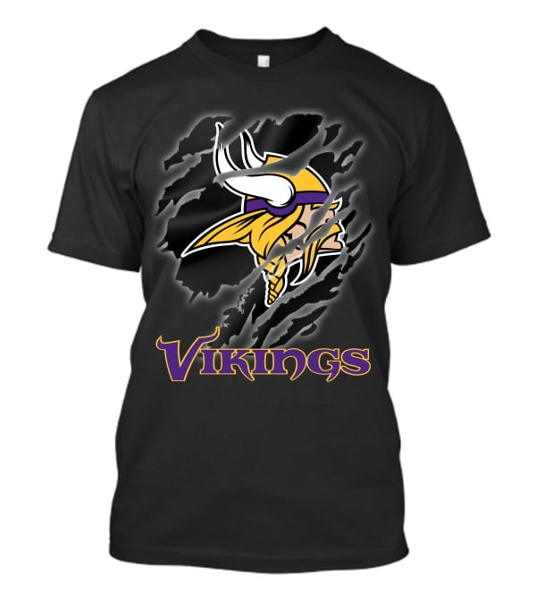 Vikings Nfl Football Helmet Logo Claw Marks Vintage Fan T-Shirt