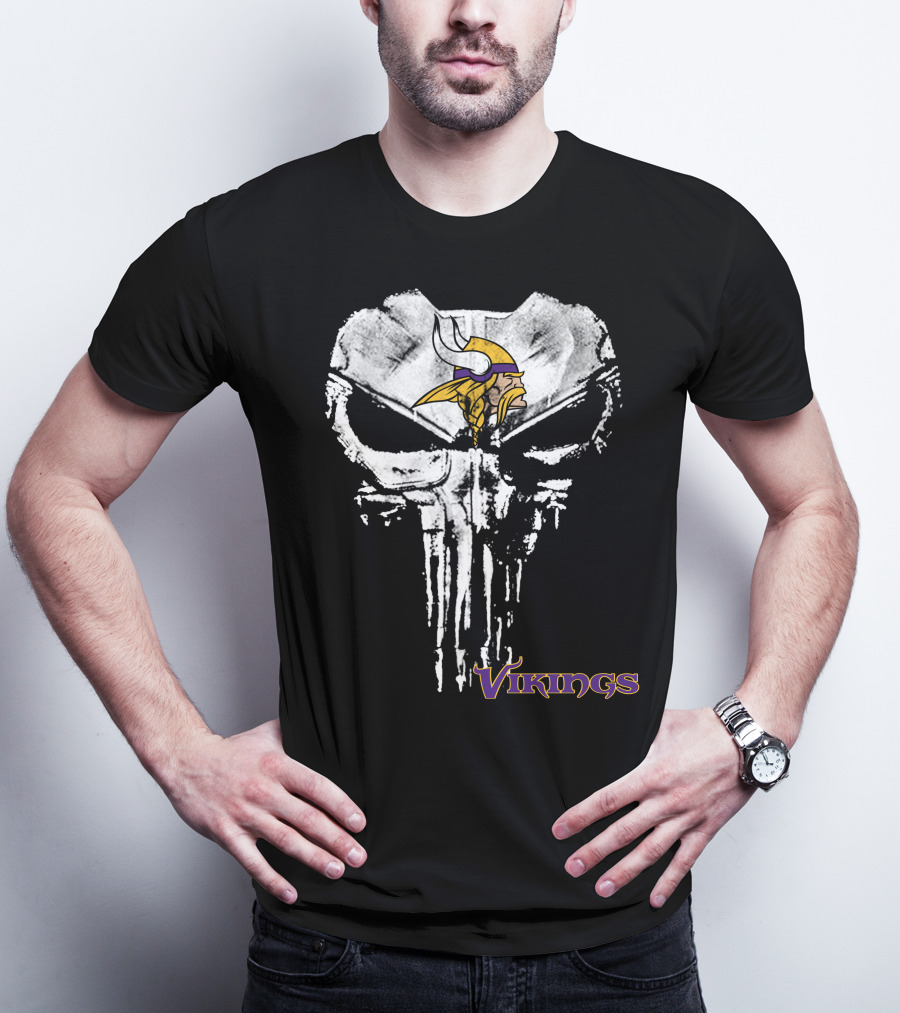 Vikings Punisher Skull Logo Fusion T-Shirt