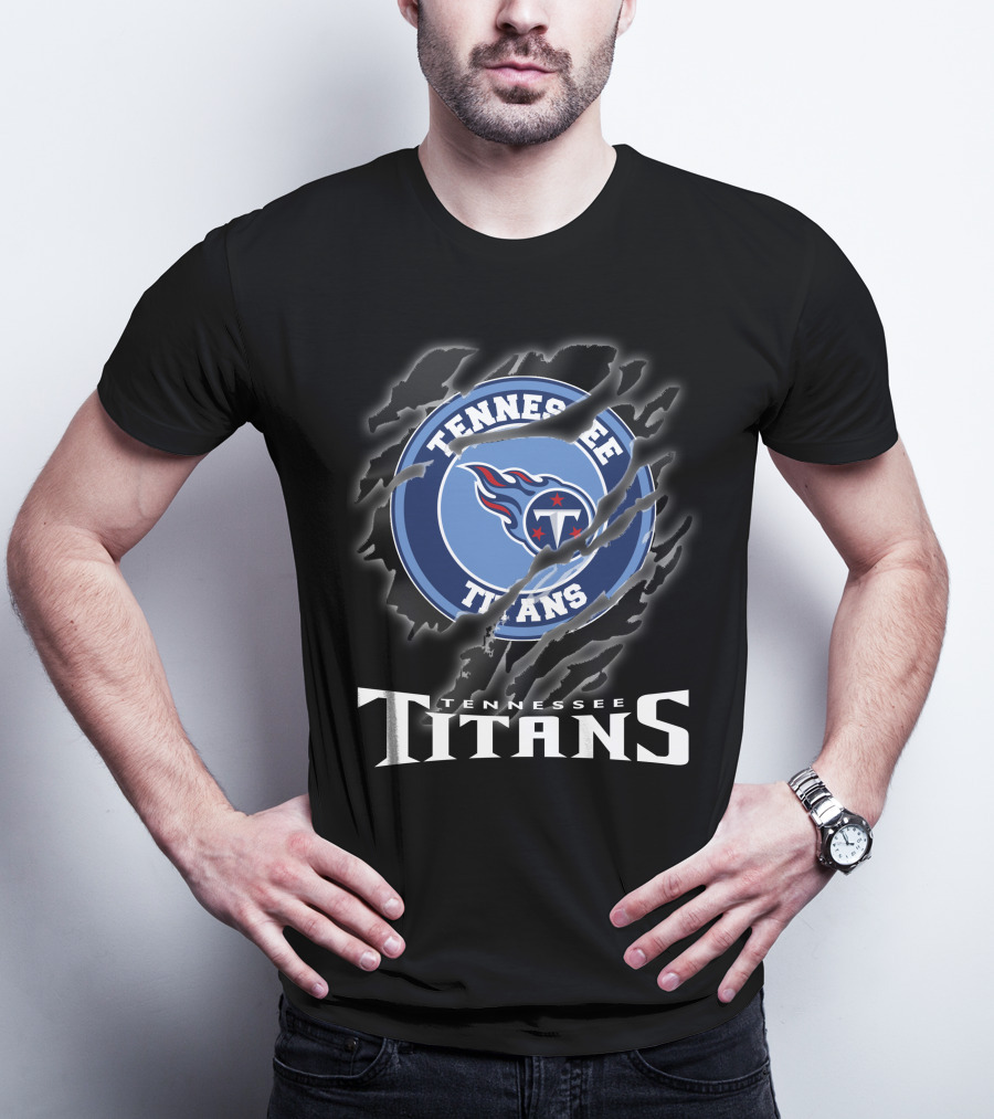 Tennessee Titans Logo And Text With Claw Marks T-Shirt