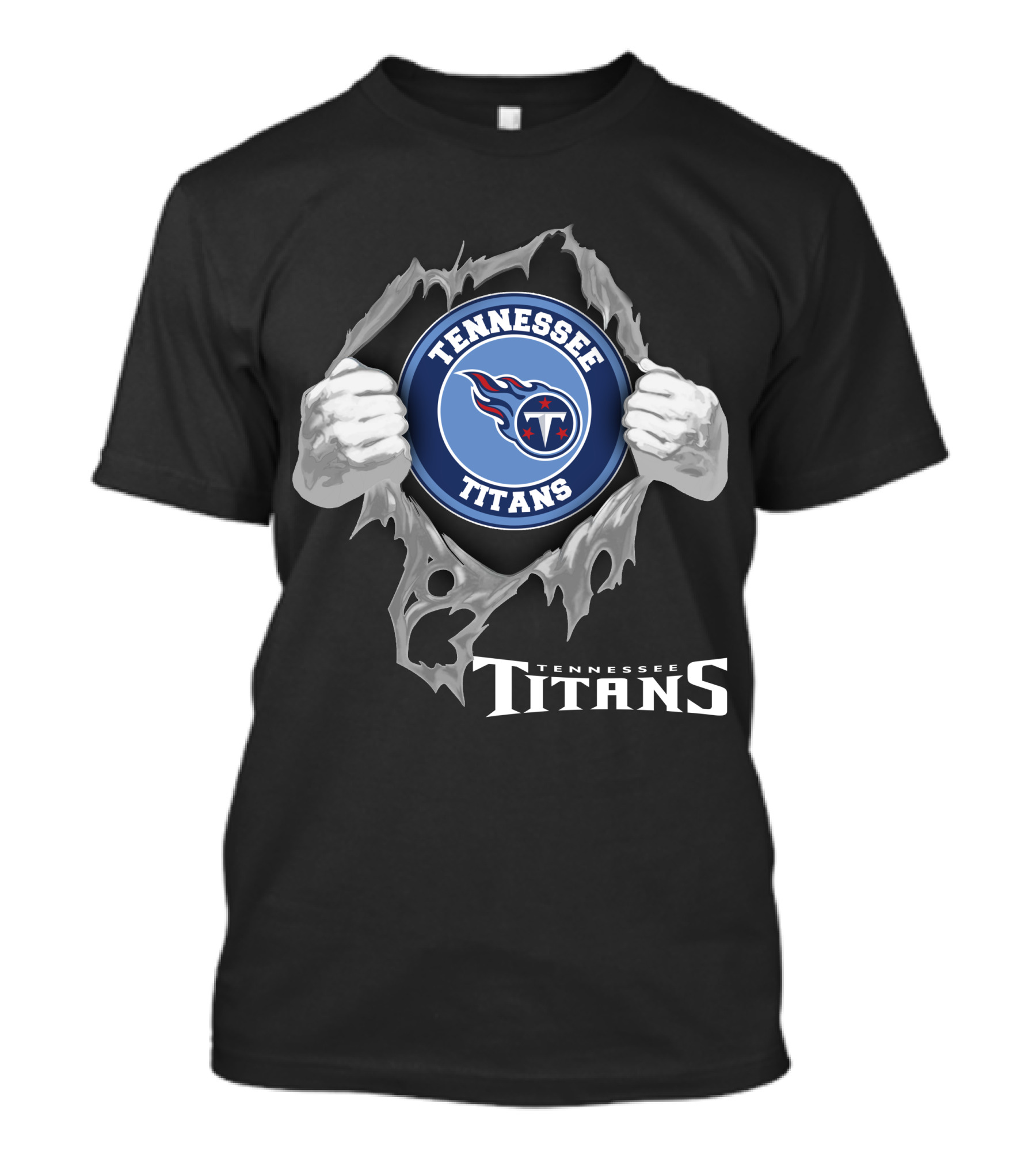 Tennessee Titans Football Logo With Torn Effect And Hands T-Shirt