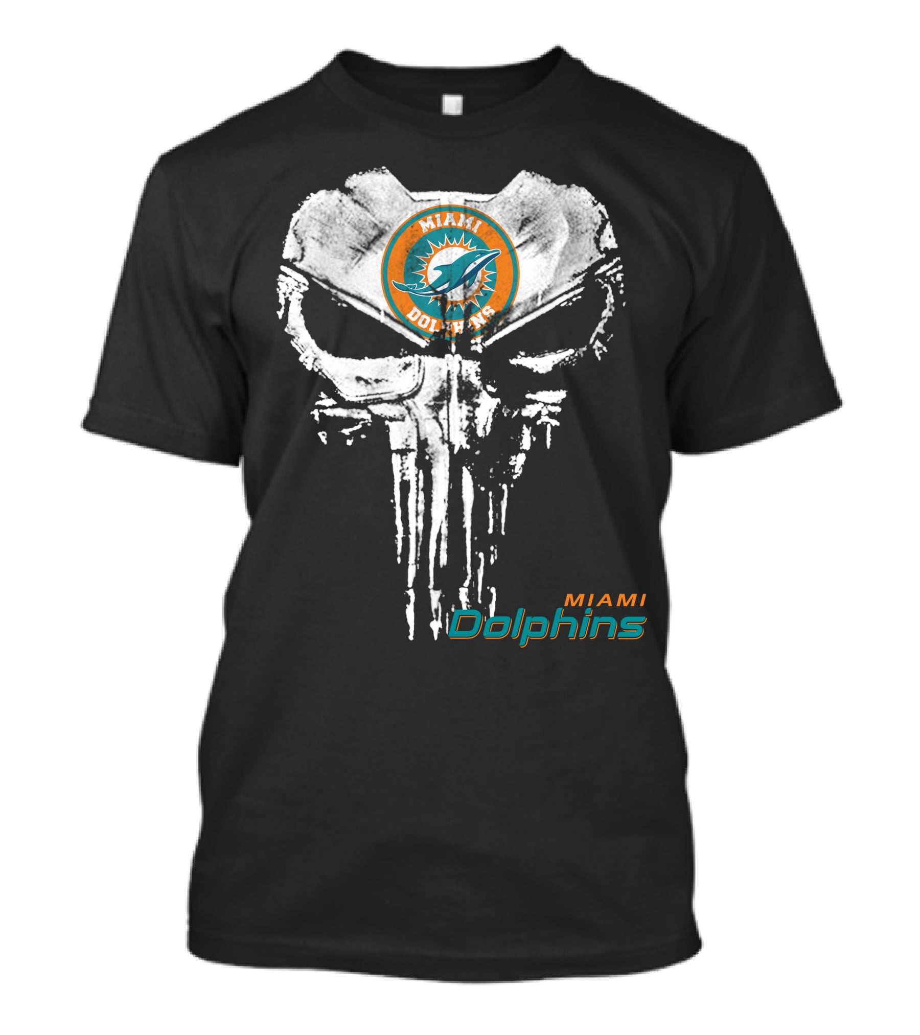 Miami Dolphins Skull Emblem T-Shirt