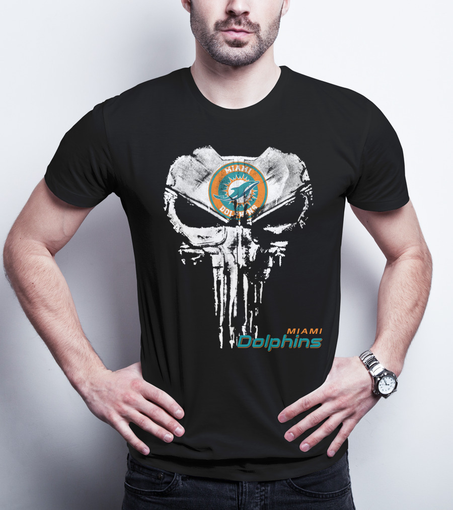 Miami Dolphins Skull Emblem T-Shirt