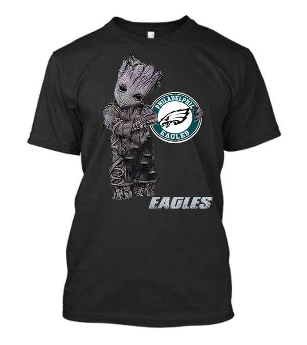 Groot Hugging Philadelphia Eagles Logo Eagles T-Shirt