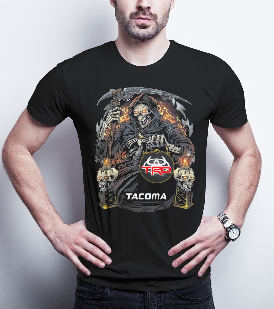 Tacoma Trd Grim Reaper With Flaming Skull And Scythe T-Shirt