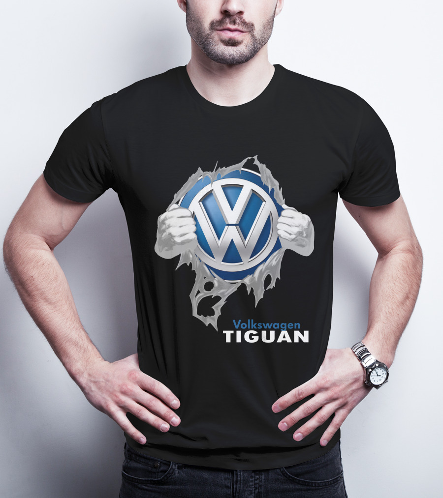 Volkswagen Tiguan 04 Logo Torn Metal Effect T-Shirt