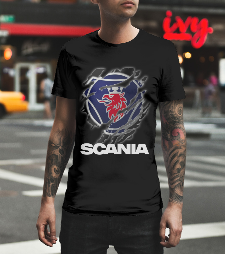 Scania Lion Logo Ripped Metal T-Shirt