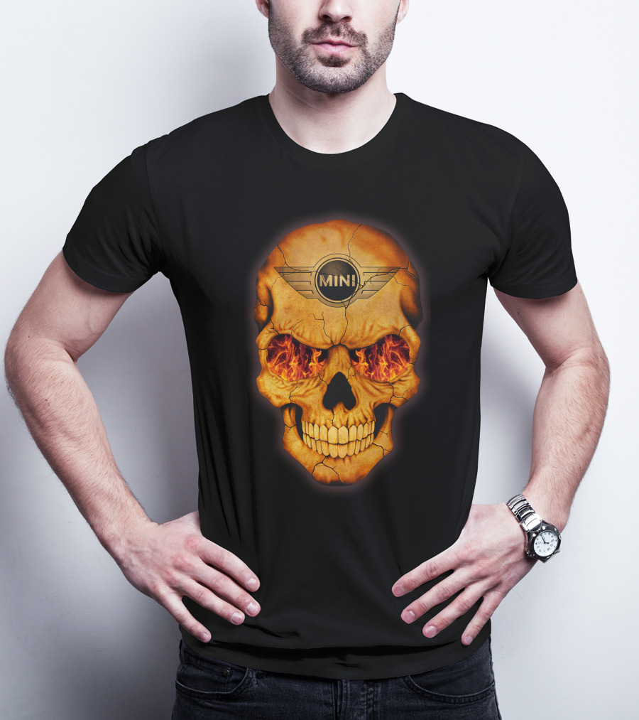 Flaming Skull Mini Logo Eyed T-Shirt