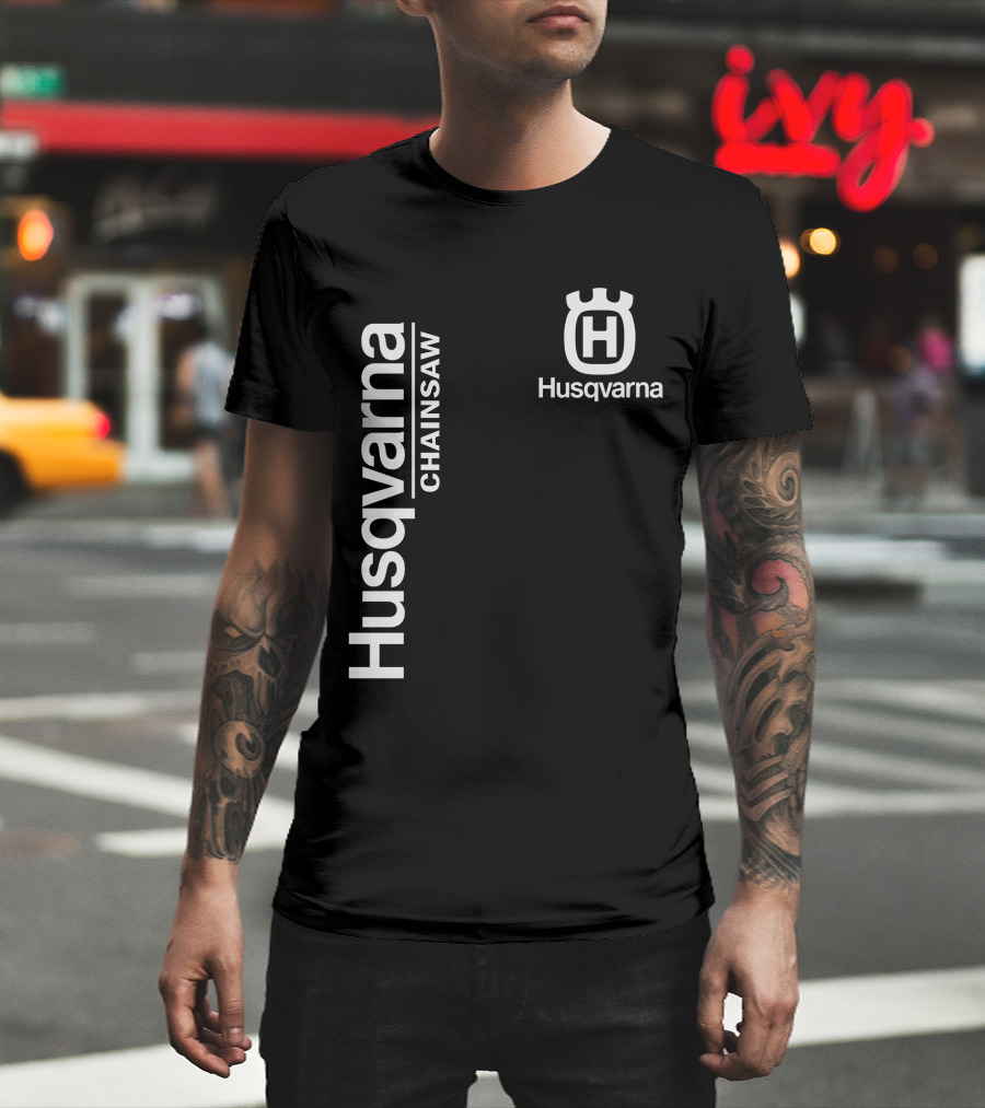 Husqvarna Chainsaw H Logo Vertical Branding T-Shirt