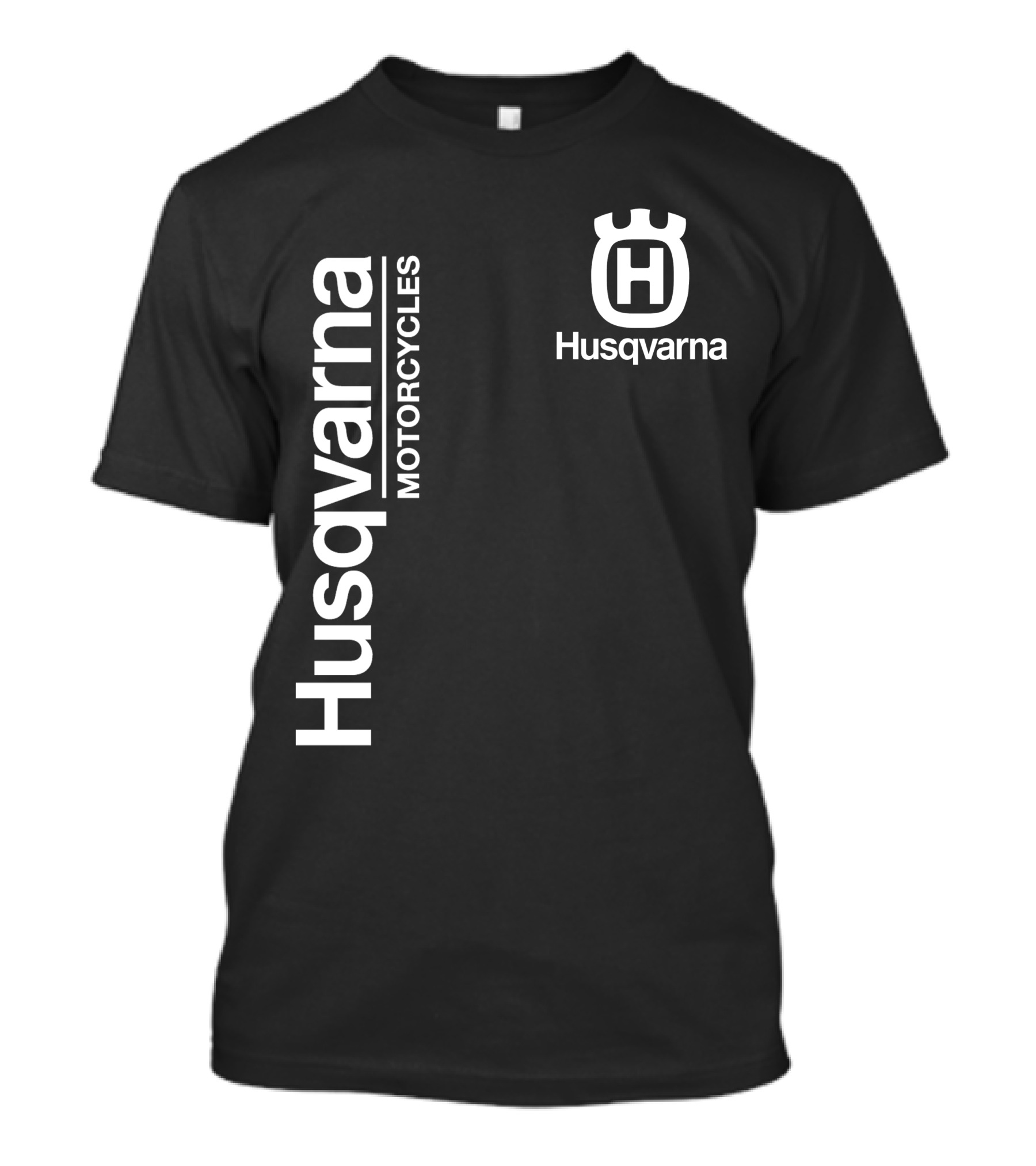 Husqvarna Motorcycles Vertical Text With Icon T-Shirt