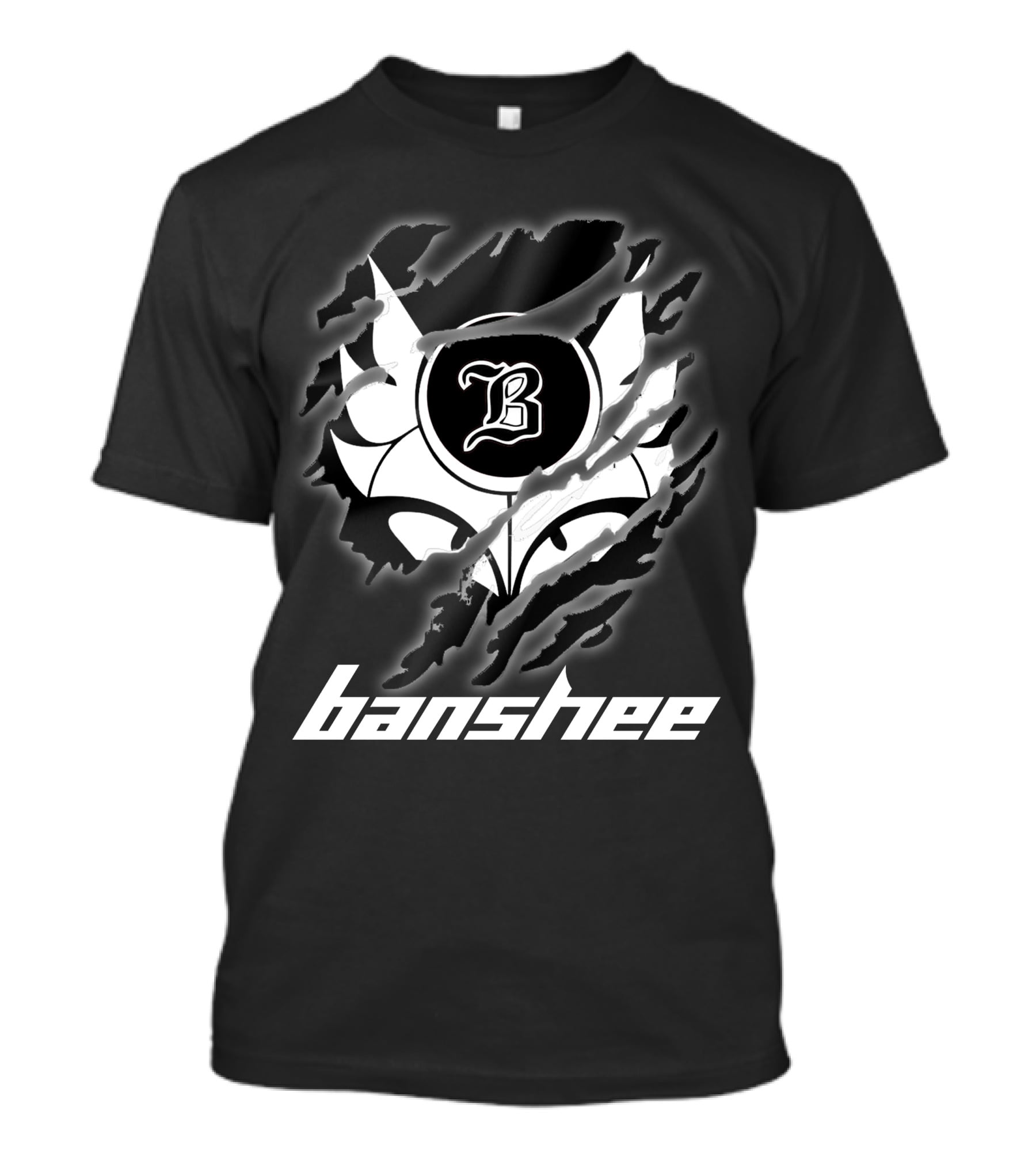 Banshee9 Black And White Clawed Logo With Stylized B T-Shirt