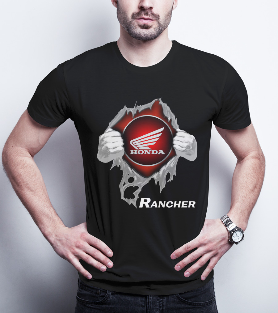 Honda Rancher Motorcycle Logo With Ripping Effect T-Shirt