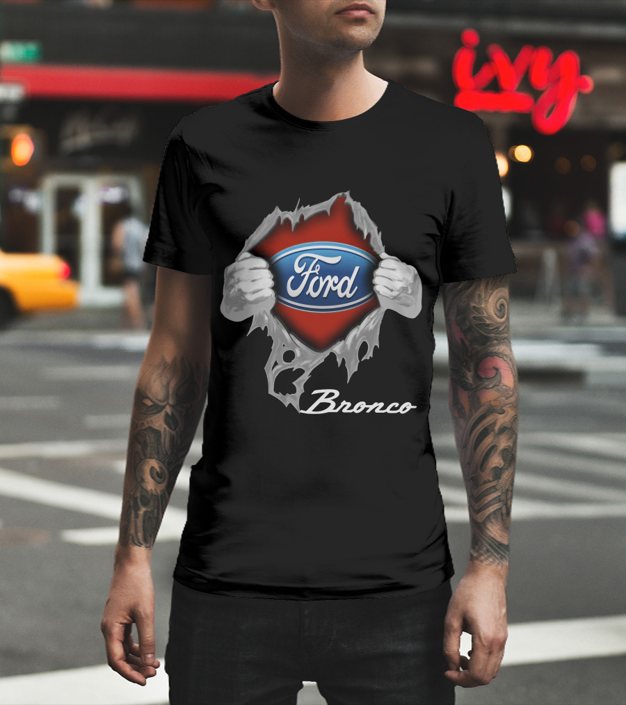 Bronco Ford Emblem Superhero Reveal T-Shirt