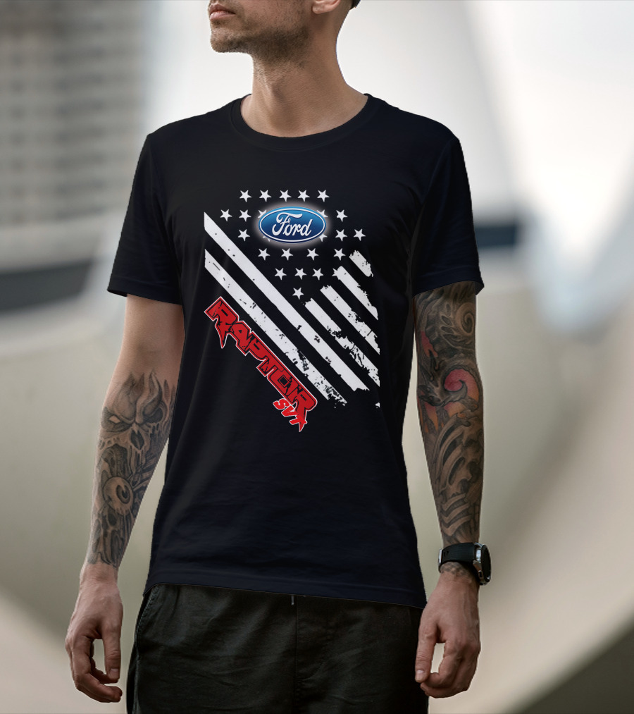 Ford Raptor 21 Usa Flag Stars Stripes T-Shirt