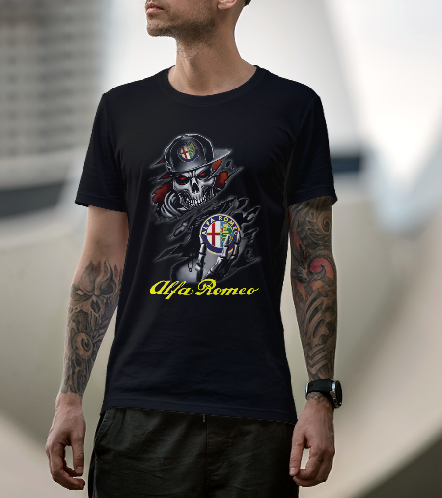 Alfa Romeo Skull In Hat T-Shirt