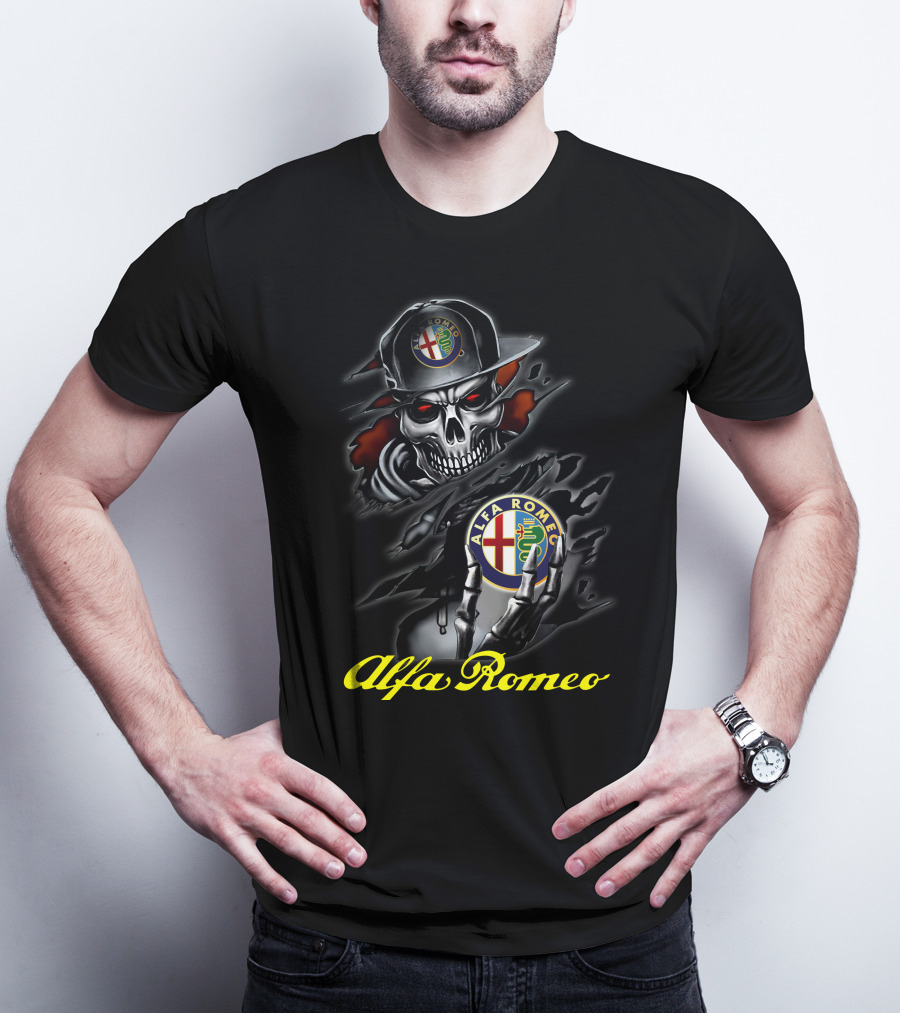 Alfa Romeo Skull In Hat T-Shirt