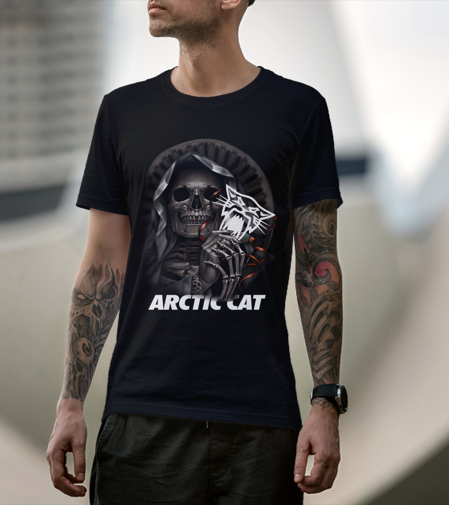 Arctic Cat Skeleton Reaper With Hood T-Shirt