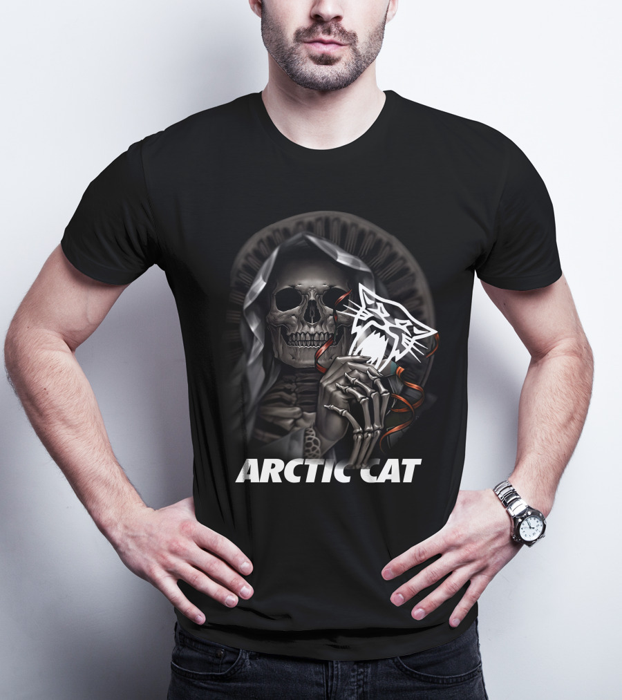 Arctic Cat Skeleton Reaper With Hood T-Shirt