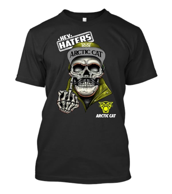 Hey Haters Arctic Cat Skull With Yellow T-Shirt