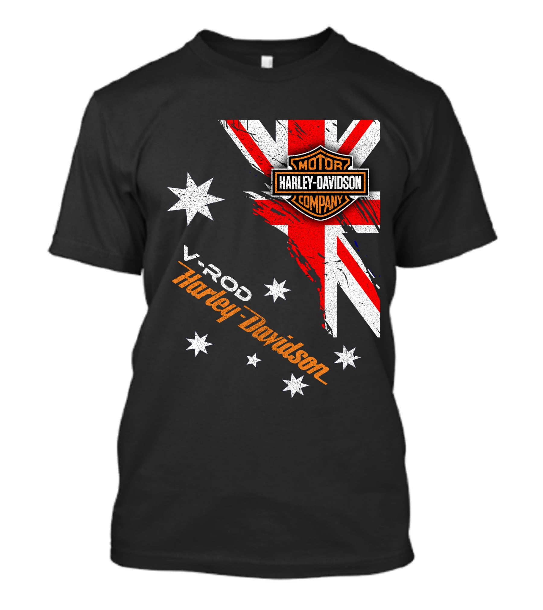 V-Rod Harley Davidson Motor Company Uk Flag Stars T-Shirt