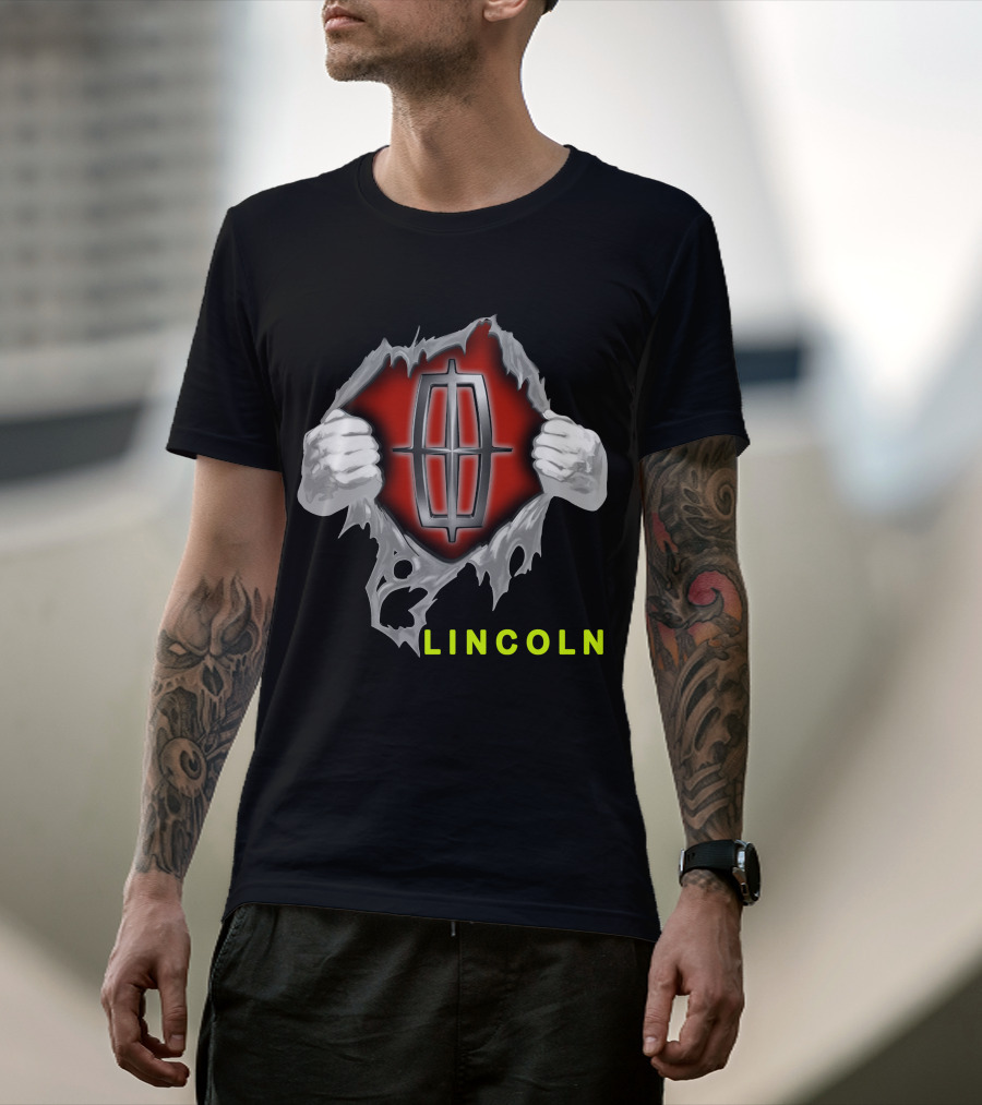 Lincoln Logo With Torn Metal Effect And Hands T-Shirt