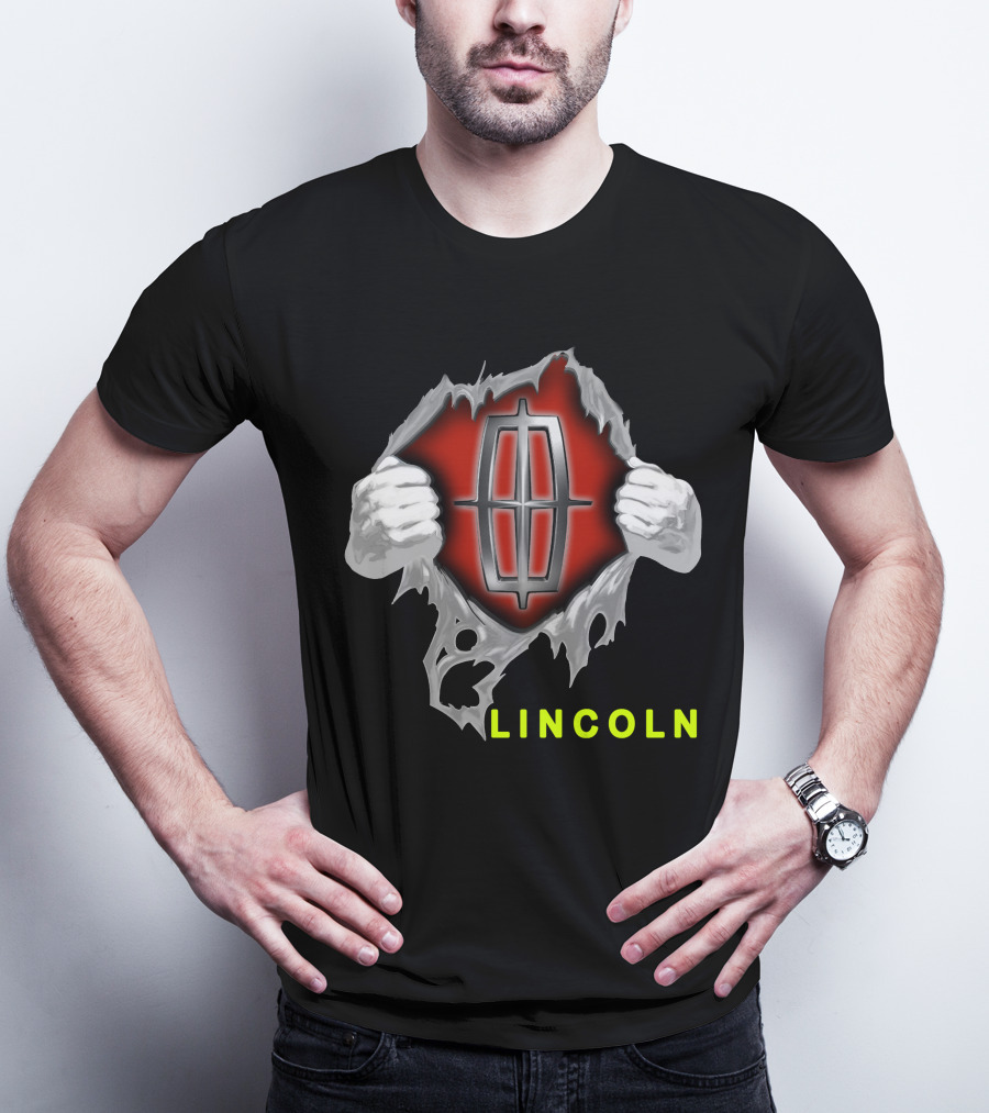 Lincoln Logo With Torn Metal Effect And Hands T-Shirt