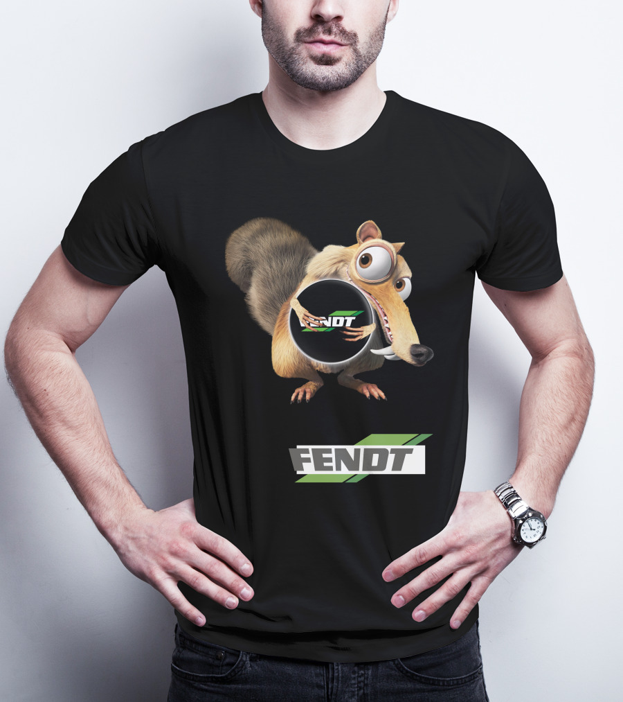 Fendt Tractor Logo With Ice Age Scrat Holding Acorn T-Shirt