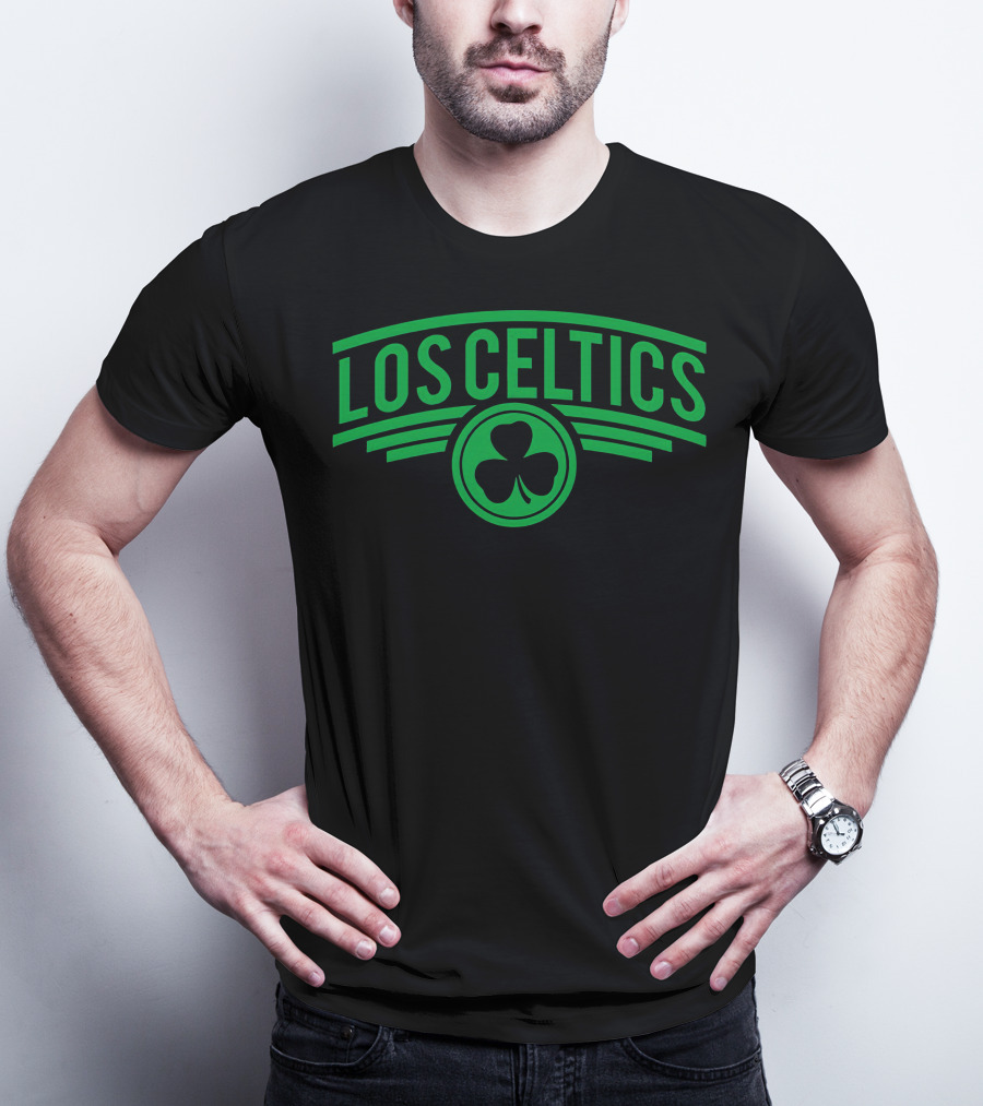 Los Celtics Shamrock Logo Green Text T-Shirt