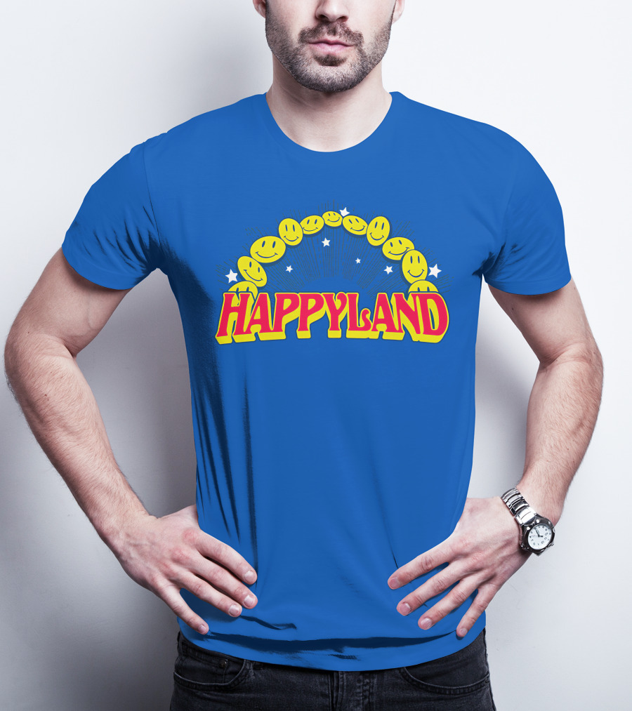 HAPPYLAND Slowthai Merch Smiley Faces And Stars T-Shirt