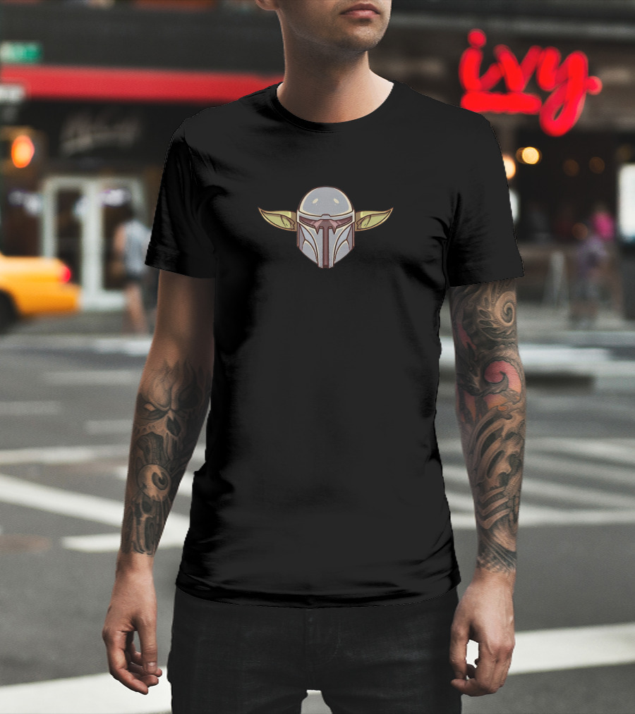 Mandalorian Baby Yoda Helmet Star Wars Theory Merch T-Shirt