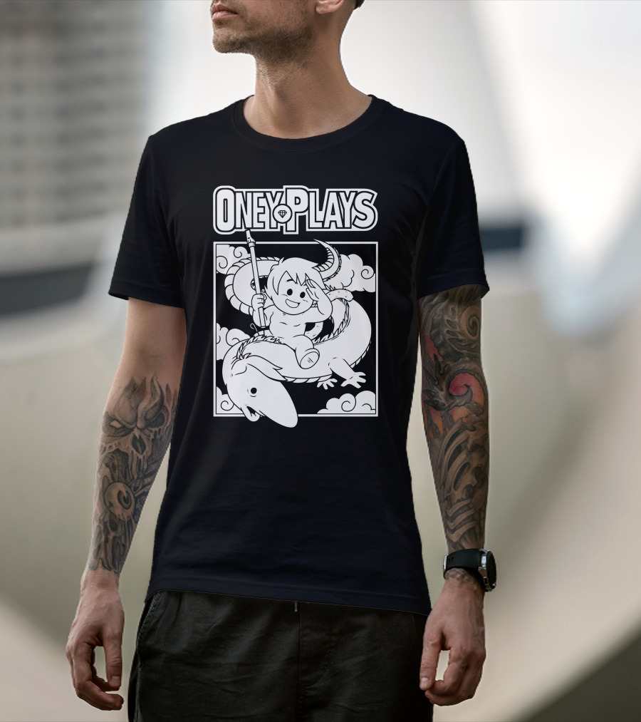 OneyPlays Cartoon Character Riding A Dragon With Spear T-Shirt