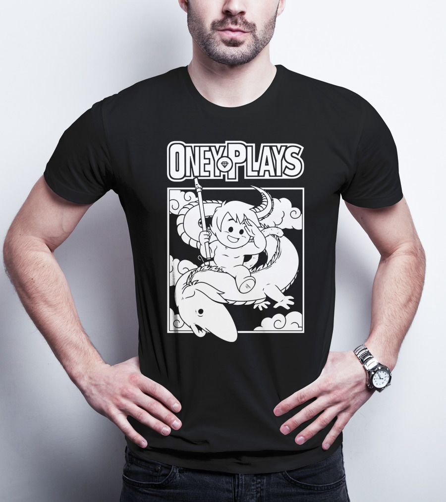 OneyPlays Cartoon Character Riding A Dragon With Spear T-Shirt